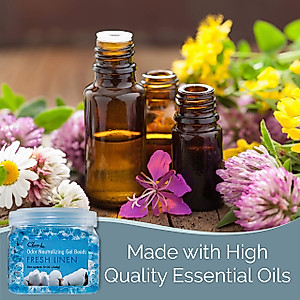 Clear Air Odor Eliminator Gel Beads - Air Freshener - Eliminates Odors in Bathrooms, Cars, Boats, RVs & Pet Areas - Made with Essential Oils - Fresh Linen Scent - 12 Ounce - 2 Pack