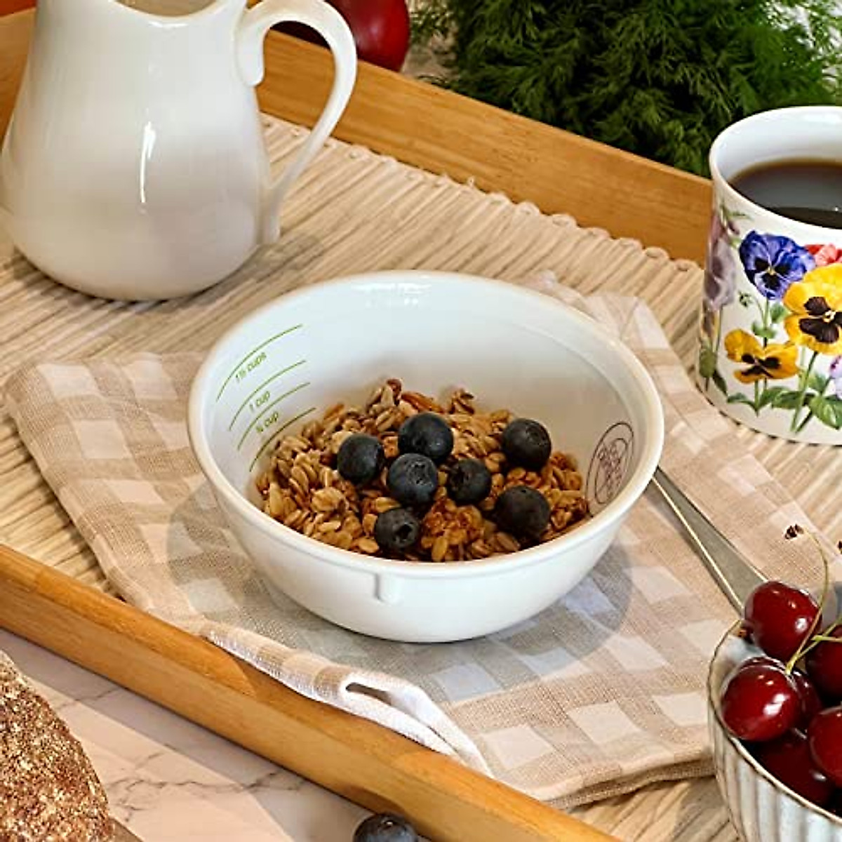 Portion Perfection Measuring Bowls, PORCELAIN, Set of 2 Portion Control Bowls for Weight Loss, Accurate Bowl Does the Measuring For You - No Cups Required, Weight Control & Bariatric Surgery Must Have