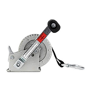 Camco 50000, Trailer Boat Winch | Features a 2-Way Ratchet & 20-Foot Strap with a 2,000lb Weight Capacity