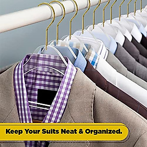 Acrylic Clear Suit Hangers, high-end Quality Clothes Hangers with Non Slip Pants bar Gold Swivel Hook for Luxurious Closets (Gold Suit 5 Pack)