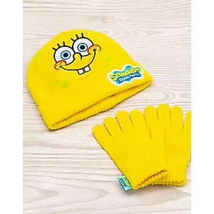 SpongeBob SquarePants Hat and Gloves Kids Yellow Knitted Winter Beanie