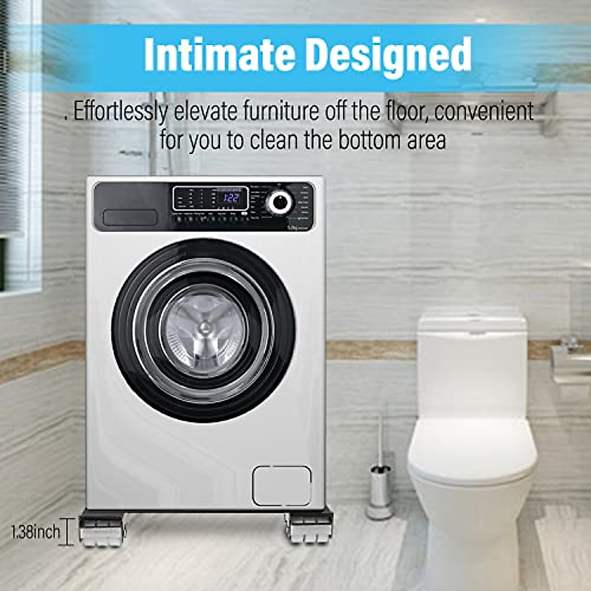 Washing Machine Base Heavy Duty Extensible Appliance Roller 500KG 17-28 Inch Adjustable Extendable Appliance Trolley Roller Wheels Compact Washing Machine Refrigerator Stand with Brake