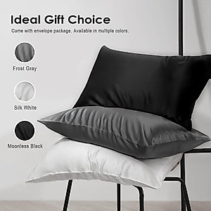 Cobnom® Pure Mulberry Silk Pillowcases Set of 2, King Size Silk Pillow Cases - Grade-6A 19 Momme Soft Smooth Cooling with Zipper, Hair and Skin Friendly (Gray, 20x36 Inch)