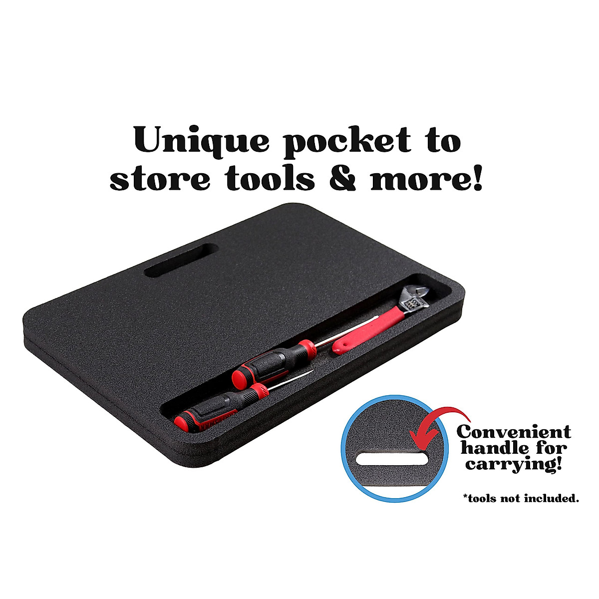 Polar Whale 4 Portable Knee Cushions with Tool Pocket for Home Garden Work Automotive Workshop and More Durable Thick Comfortable High Density Waterproof Black Foam 15 x 10 Inches Kneeling Pad