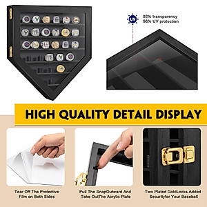 Kacorn Championship Ring Display Case, 12 Ring Posts Sports Ring Display Case Wooden Shadow Box for Baseball Basketball Football Softball Award Rings Fan Souvenirs