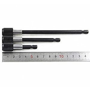 aiyun Drill Bit Extension Set - 6 PCS Quick Release Magnetic Drill Extension Bit Holder with 1/4” Hex Shank (Black)