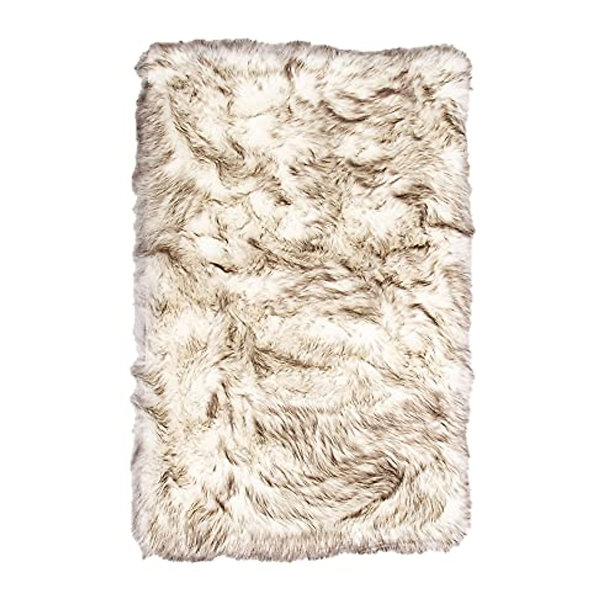 Faux Fur Shag Rug Extra Soft Fluffy Carpet for Any Room Decor 2' x 3' White & Black Tips