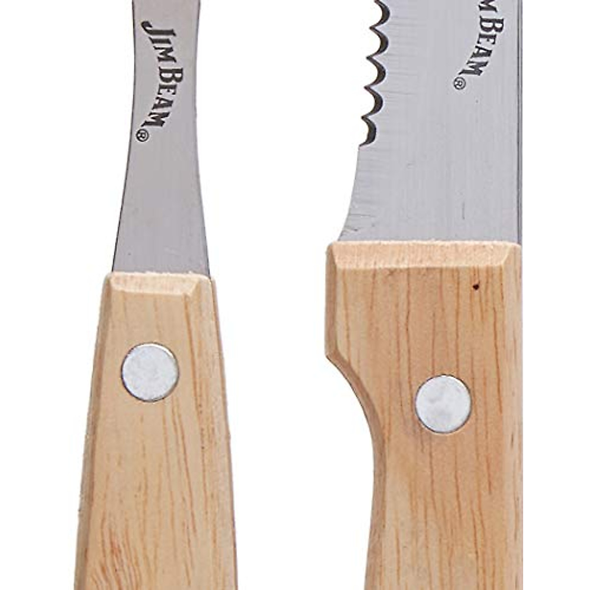 Jim Beam Set of 8 Ideal, Chicken, Pork and More-Steak Knives and Forks Made of Stainless Steel Blade and Contoure, Medium, Light Brown, JB0208