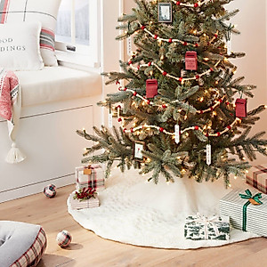 Hearth & Hand with Magnolia 12' Natural Wood Beaded Garland (Red & Cream)