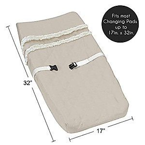 Sweet Jojo Designs Boho Bohemian Boy Girl Baby Nursery Changing Pad Cover - Solid Taupe Beige Ivory Cream Off White Linen Farmhouse Shabby Chic Designer Modern Minimalist Tufted Cotton Neutral Unisex
