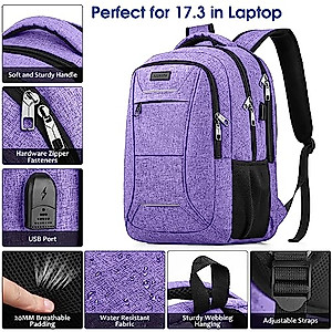 BIKROD Backpack for Men, Large School Backpacks for Teens Water Resistant Travel Back Pack with USB Charging Port, Business Anti Theft Durable Computer Bag Gifts Fits 17.3 Inch Laptop