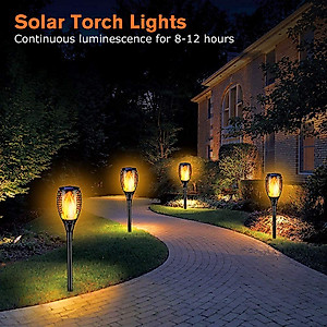 Arrinew Upgraded Outdoor Solar Torch Lights, 33 LED Solar Light Torches with Dancing Flickering Flame, Waterproof Landscape Decoration Lights for Garden Pathway Yard Patio Driveway (4 Pack)