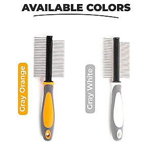 Precious Tails Double-Sided Pet Pin Comb - Dual-Action Flea Removal & Tangle-Free Grooming Tool for Dogs and Cats, Gentle on Skin, Ideal for All Fur Types