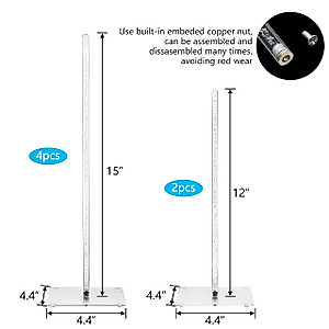 VREASK Acrylic Donut Stands 6 PCS - Clear Bubble Bagel Holder Display,Reusable Doughnut Pretzel Tower for Dessert Table,Birthday Party,Wedding Bar with Built-in Copper Nut