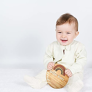 Wooden Baby Birth Announcement Sign Rainbow Baby Name Sign with Marker Pen Baby Arrival Sign Welcome Newborn Sign for Hospital Photo Prop Baby Shower Nursery Gift