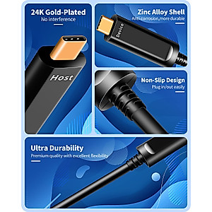 DWLCWY Fiber Optic USB C to USB C Cable(33ft),Slim High Speed 10Gbps USB 3.1 Active Optical Cable for VR, Webcam, Laptop etc