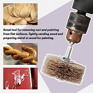Swpeet 5Pcs 5 Sizes 80# 180# 240# 320# 600# Nylon Wheel Brush Abrasive Grinding Head with 6mm Threaded Shank Assortment Kit, Sanding Mop Abrasive Wheel for Polishing Removing Rust and Painting