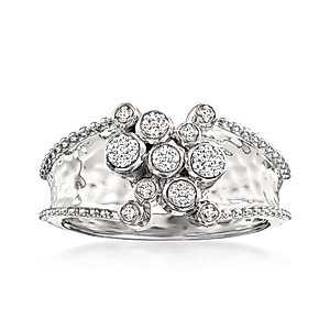 Ross-Simons 0.10 ct. t.w. Diamond Bubble Ring in Sterling Silver. Size 7