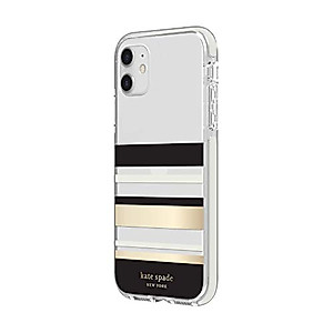 kate spade new york Park Stripe Case for iPhone 11 - Defensive Hardshell with Cream Bumper