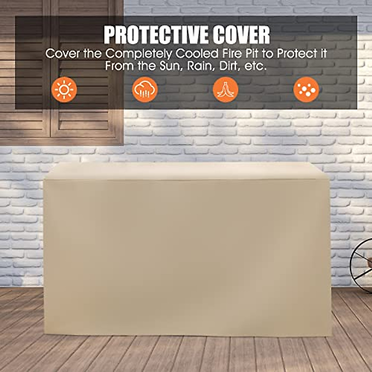 HAPPYGRILL 43 Inches Outdoor Propane Fire Pit Table, 50,000 BTU Gas Fire Pit Table with Lid, Protective Cover and Lava Rocks, Pulse Ignition Gas Fire Table for Backyard Garden Patio, CSA Certification