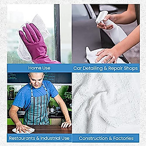ZUPERIA Cotton Terry Towels Cleaning Cloths, 100% Cotton Terry Cloth Bar Rags White Bar Towels, Multipurpose High Absorbent Pack of 50 (12"x12") Terry Towels for Detailing or Painters (White)