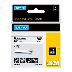 DYMO Rhino Label, White 1/2"X18', DYMO Authentic