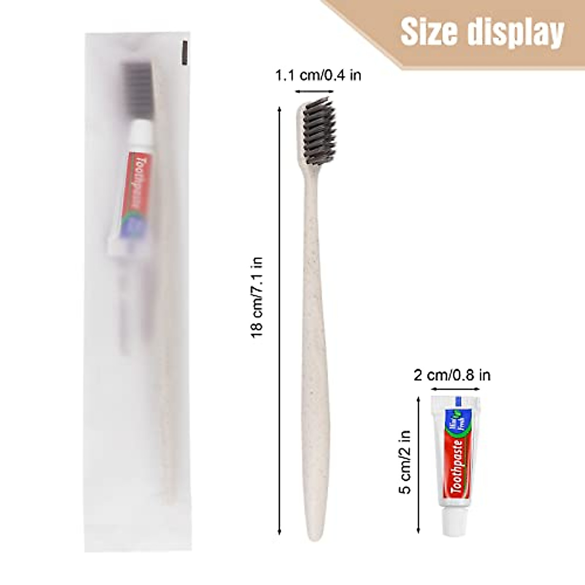 Xuezoioy Disposable Toothbrushes with Toothpaste,30 Pack Apricot Individually Wrapped Disposable Travel Toothbrushes Kit in Bulk for Homeless,Nursing Home,Hotel,Charity