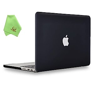 UESWILL Matte Hard Shell Case Cover Compatible with MacBook Pro (Retina, 13 inch, Early 2015/2014/2013/Late 2012), Model A1502/A1425, No CD-ROM, No USB-C, Black