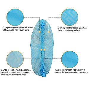 Disposable Shoe Cover - 100 Pack (50 Pairs), Non Woven Fabric Waterproof Non-slip Boot Cover for Indoor Outdoor