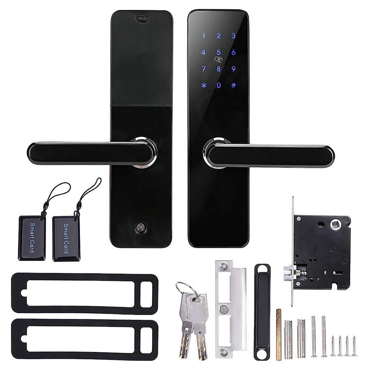 4in1 Keyless Entry Smart Door Lock, Digital Smart Door Lock APP Cards Password Keypad for Amazon for Google Home Voice Control