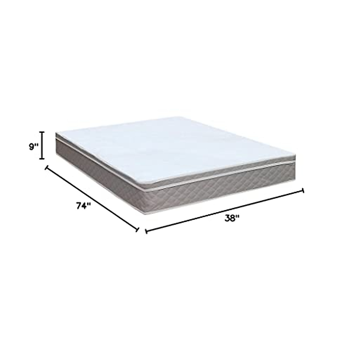 Spring Coil9-inch  Pillow top Fully Assembled Orthopedic Mattress, Royal Collection, Twin Size