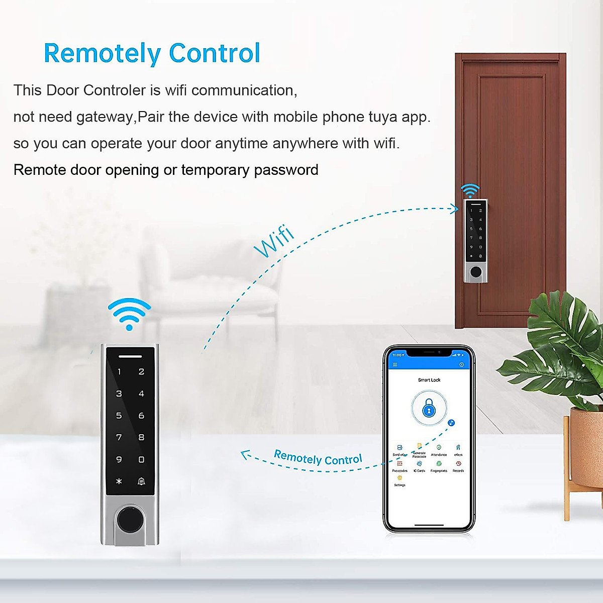 2.4G WiFi Access Control,125Khz EM Card Door Lock, Access Controler, IP67 Waterproof,Access Control System Kit,Touch Keypad Smart Lock Opener,1000 User,Tuya Mobile APP Remote Open (Door Bell Version)