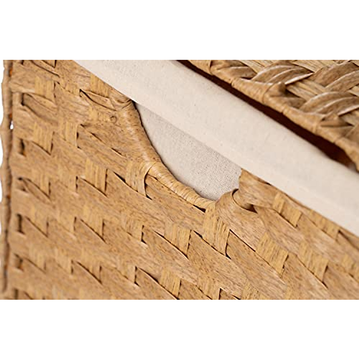 Synthetic Wicker Laundry Hamper Basket With Lid and Liner by Blue Ridge Basket Company (Natural)