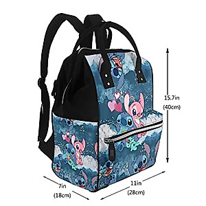 Gearbest Cartoon Cute Stitch Diaper Bag Backpack For Mom Baby Bags Waterproof Large Capacity Multi-Function Unisex, One Size