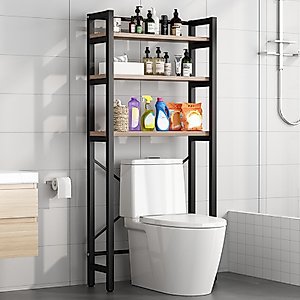 ZTGD Over The Toilet Storage Cabinet, Large Capacity 4-Tier Bathroom Shelves Over Toilet Storage, Freestanding Space Saver Bathroom Shelves Over Toilet for Restroom, Bathroom (Black)