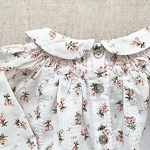 Curipeer Baby Girls White Long Sleeve Blouse Cotton Floral Toddler Tops Shirt 18-24M for Spring