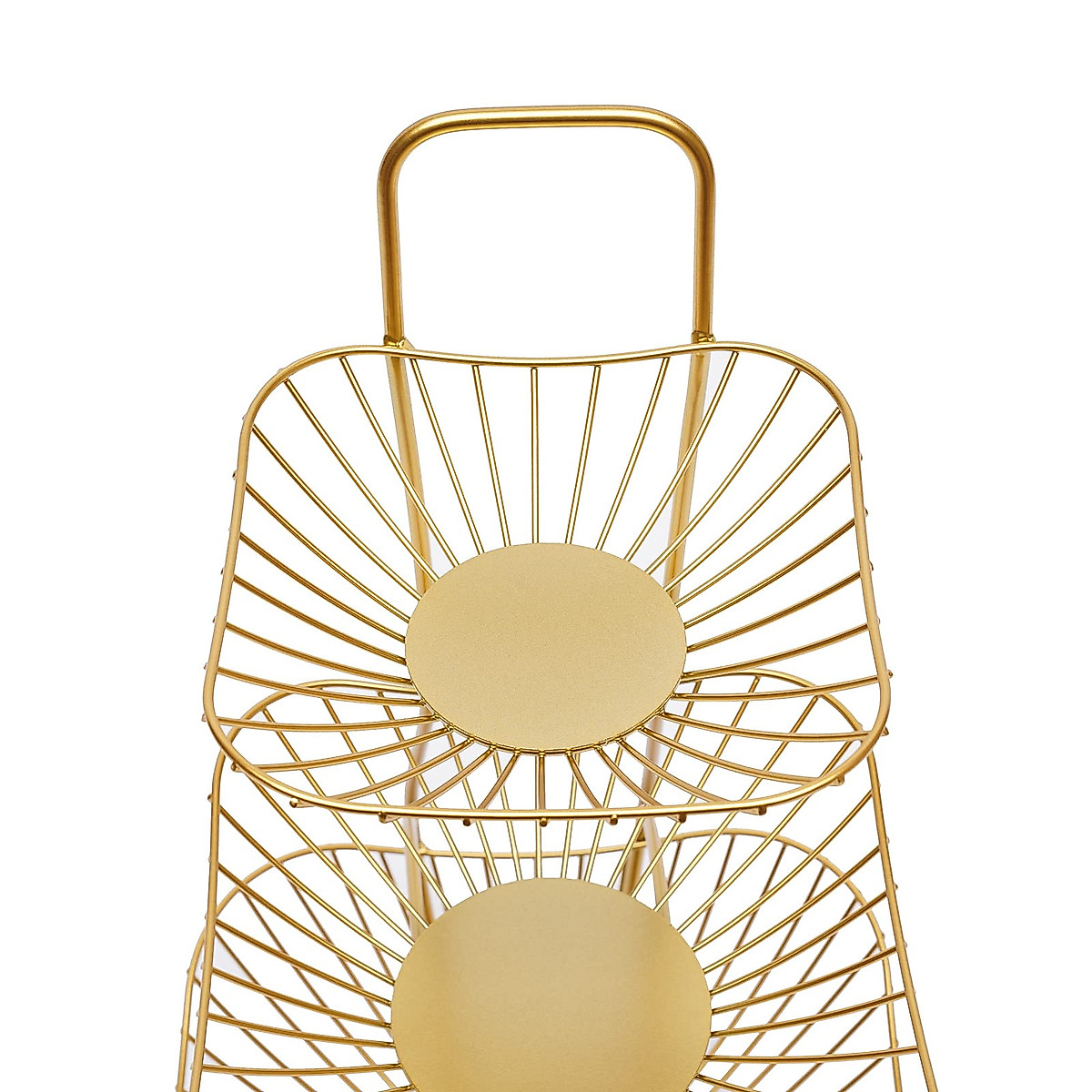 Fruit Rack Fruit Stand Metal Fruit Basket 3 Tier Countertop Fruit Bowl Vegetable Holder Fruit Snack Storage Baskets Fruit Tray (Gold)