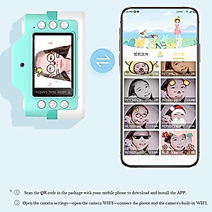 QSYY Children's Camera Toy 32 Million Pixels 1080P High-Definition Video Dual Lens, 2 Inch IPS Eye Protection Screen, 3-10 Year Old Girl Boy Digital Camera Gift, with 32GB SD Card,Green