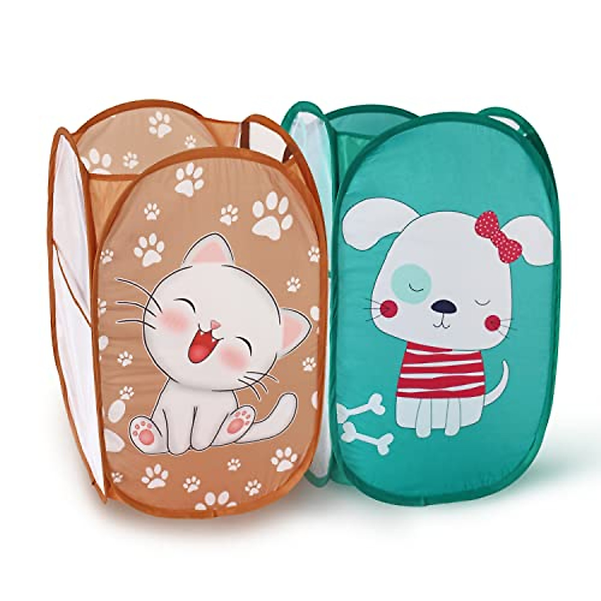 2PC Mesh Pop-up Laundry Hamper - Portable, Durable Handles, Collapsible for Storage and Easy to Open