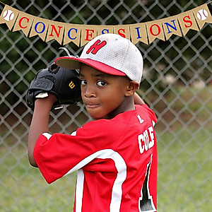Doumeny Concessions Burlap Banner Baseball Bunting Garland Rustic Baseball Sports Garland Banner Sports Theme Party Banner Concessions Party Sign Banner for Birthday Baby Shower Sport Club Party Decor