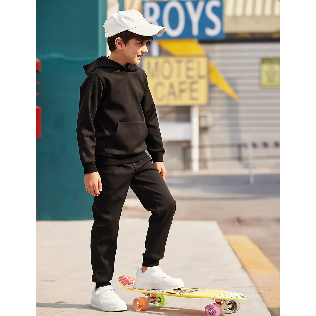 Arshiner Pullover Hoodie and Sweatpants Suit for Boys Girls 2 Piece Outfit Fashion Sweatshirt Set Black