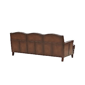 Hydeline Oxford Top Grain Leather Sofa Couch, 86", Caramel Brown