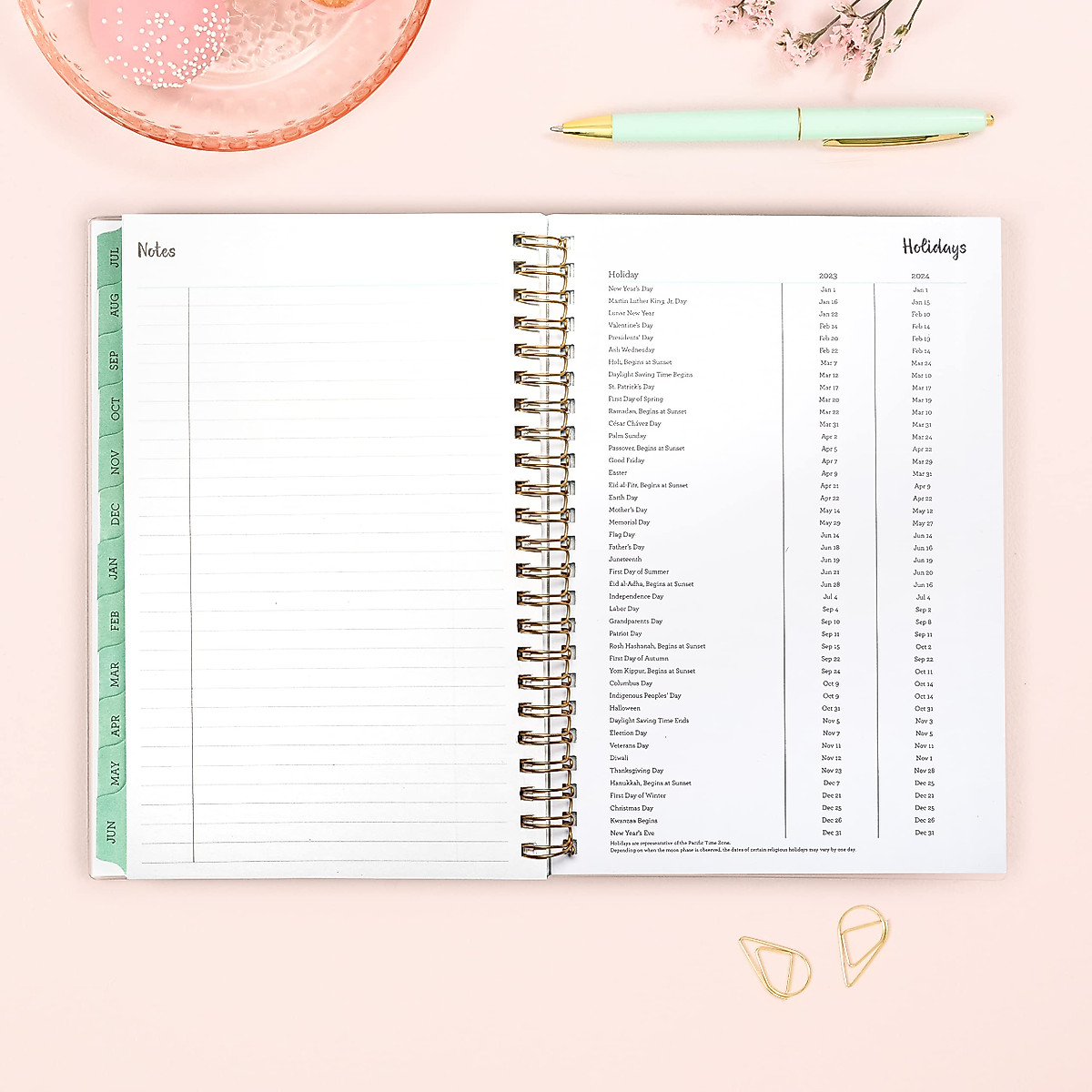 Blue Sky 2023-2024 Academic Year Weekly and Monthly Planner, 5" x 8", Frosted Flexible Cover, Wirebound, Laurel (144724)
