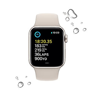 Apple Watch SE (2nd Gen) (GPS + Cellular, 40mm) - Starlight Aluminum Case with Starlight Sport Band, M/L (Renewed)