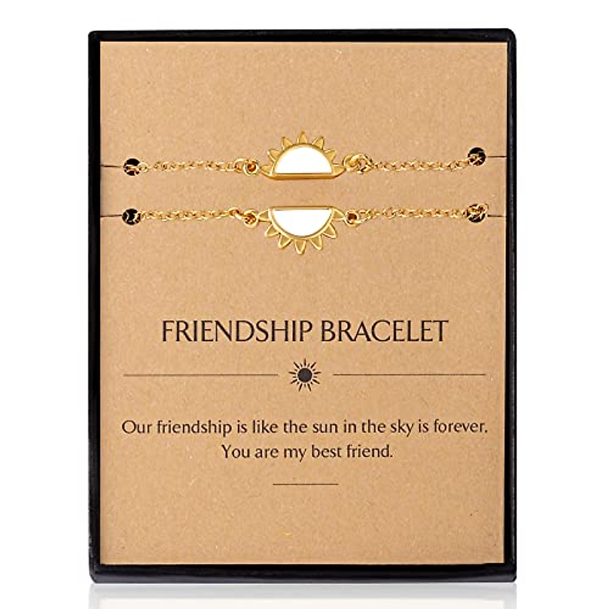 Friendship Sun Bracelet, 16k Gold Plated Copper Cute Sun Dainty Bracelets Delicate Adjustable Link(gold color plated)