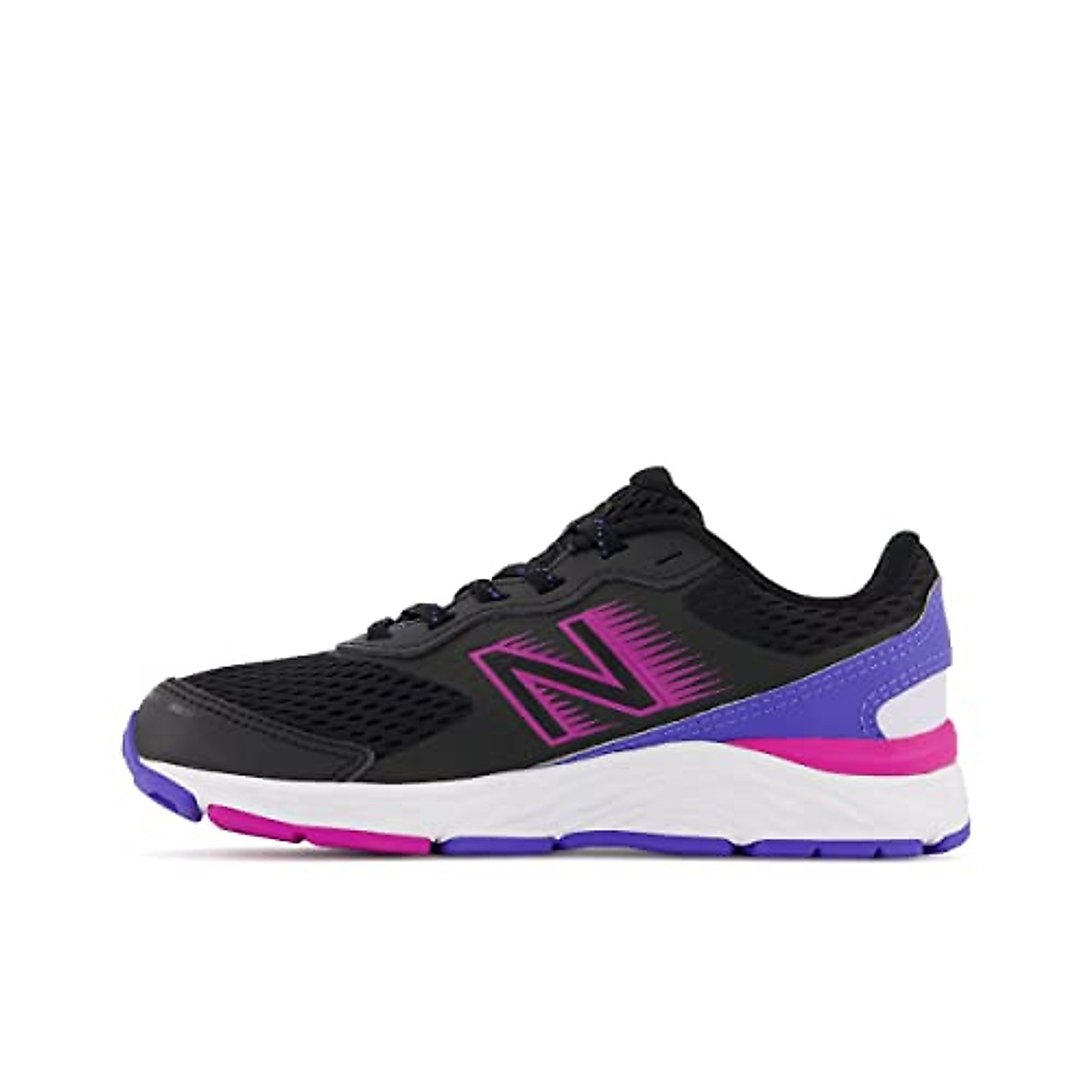 New Balance Kid's 680 V6 Lace-up Running Shoe, Black/Magenta Pop/Aura, 2 Little Kid