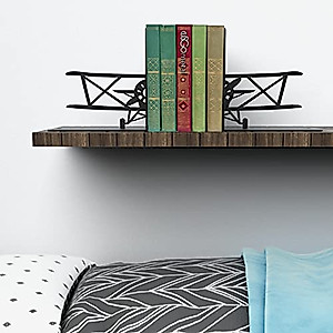 Bookends Airplane, Bookends for Shelves, Book Ends for Office, Modern Bookends for Desk and Bookshelves, Metal bookends, Heavy Duty Metal Black Bookend Support, Creative Book Ends.