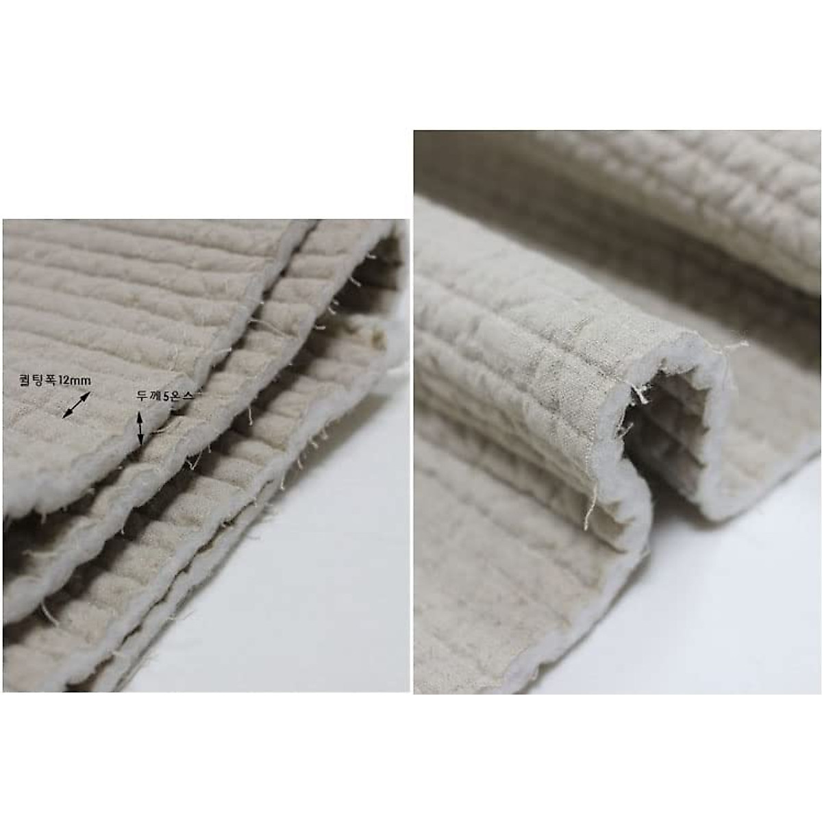 Soft Double Sided Bio Washing Linen Quilted Fabric by The Yard Solid 51" Wide BH (Linen 12mm) Half-Finished Product Made in South Korea