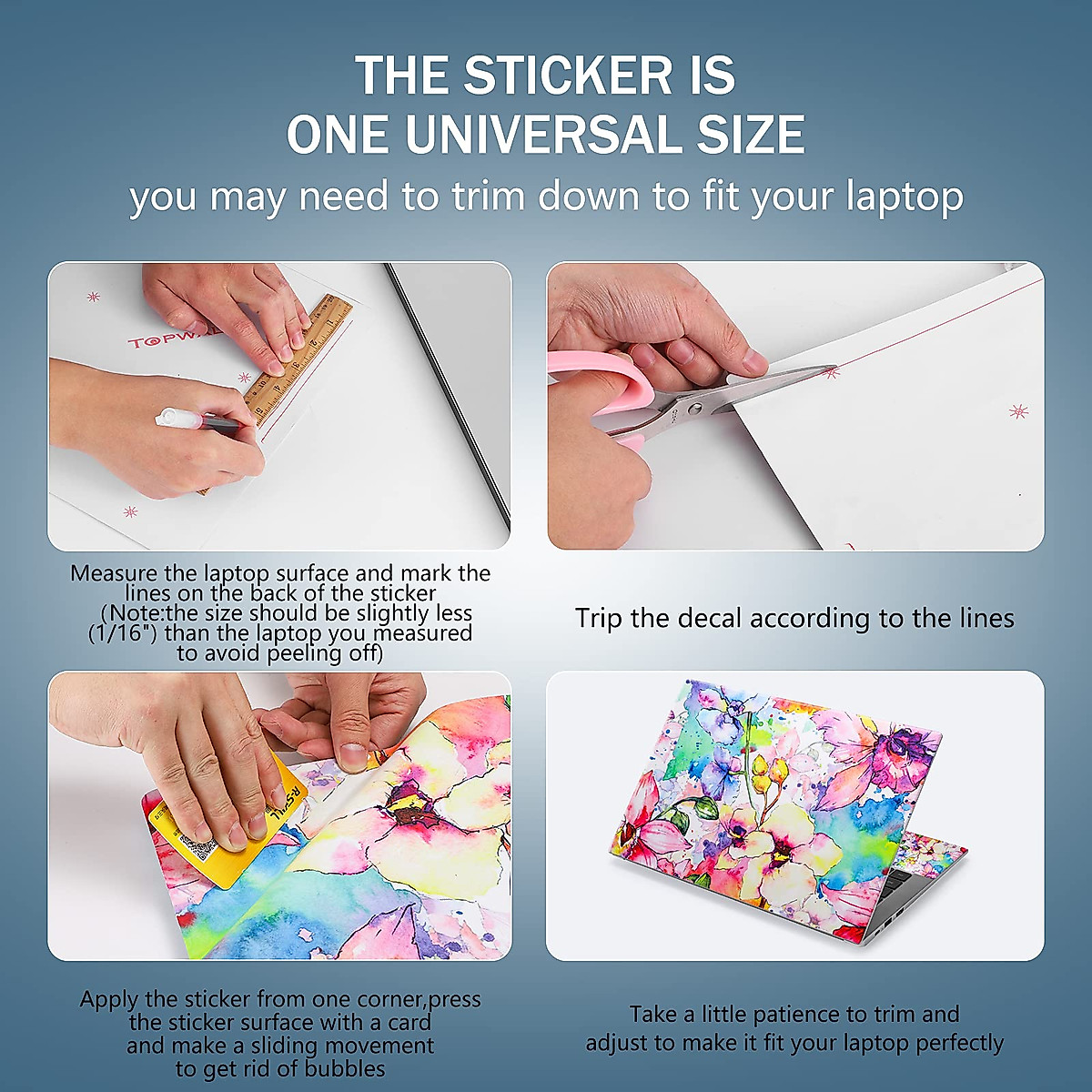 icolor Laptop Skin Sticker Decal 12 13 13.3 14 15 15.4 15.6 inch Personalized Universal Notebook Vinyl Skin Stickers Cover Art Decal Computer Protector