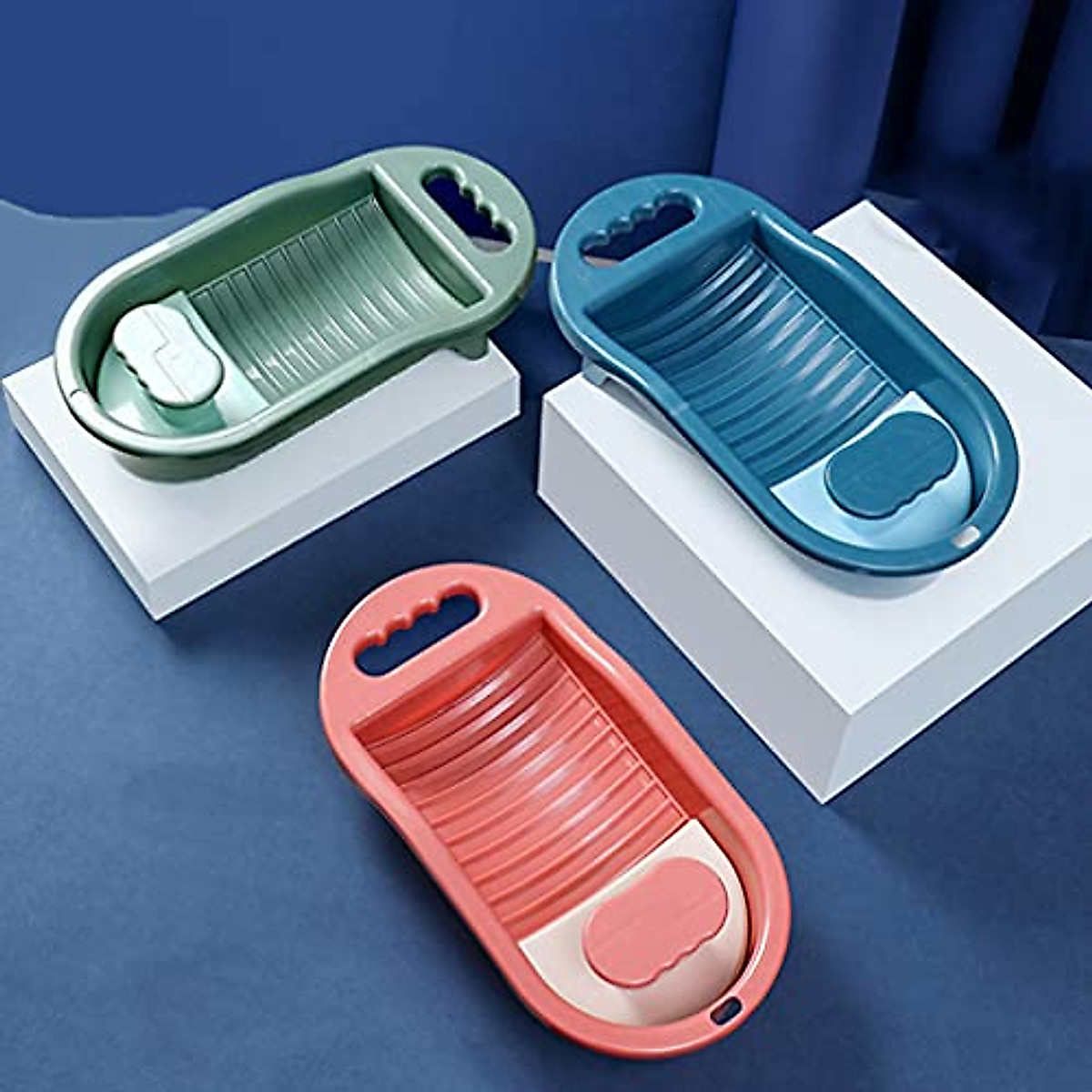 DOITOOL Washboard for Hand Washing Clothes Mini Washboard Personal Laundry Washboard Portable Socks Clothing Scrubbing Board Manual Clothes Handle Washboard 35x18cm